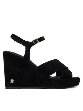 Tommy Hilfiger Sandalen Suede Wrapped High Wedge FW0FW09218 Schwarz