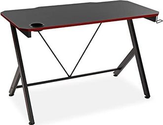 VERSA Pablo Computer Spieltisch, Tisch für das Schlafzimmer oder Arbeitszimmer, Gaming Tisch, Helm- und Getränkehalter, Maßnahmen (H x L x B) 76 x 60 x 120 