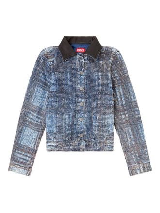 Diesel veste De-Ateli &agrave; col en cuir - Bleu