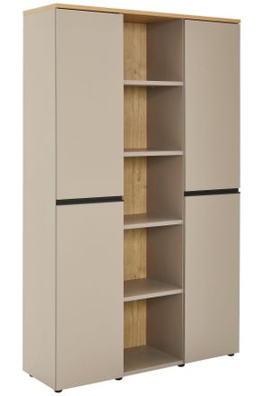 Novel Aktenschrank, Grau, Eiche, Holzwerkstoff, 12 F&auml;cher, 120x197x40 cm, Made in Germany, Beim&ouml;bel erh&auml;ltlich, abschlie&szlig;bar, Arbeitszimmer, Aktenschr&auml;nke