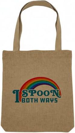 Fabulous Sac Shopping Tote Bag Aspect Lin - I Spoon Both Ways LGBTQ+ Gay Lesbian - Sac de Courses Toile Epaisse 360g Beige Naturel Cabas Port&eacute; Epaule Solide Im