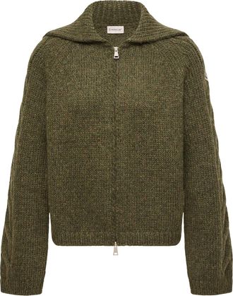 Moncler Moncler Cardigan En Alpaga M&eacute;lang&eacute;, Femme, Vert, Taille: Xxl