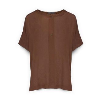 Elena Miro Kimono-&Auml;rmel-T-Shirt mit Schmuckkn&ouml;pfen - - Tops - Damen - Braun - XS