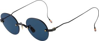 Thom Browne unisex, Accessoires, Noir, Taille: 47 MM Titanium Round Lunettes de soleil