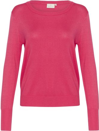 Kaffe Damen Womens Round Neck Long Sleeves Regular Fit Hip Length Pullover, Himbeere, Large