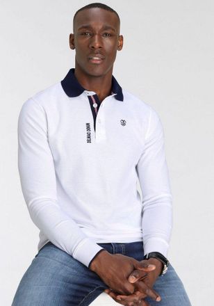 DELMAO Langarm-Poloshirt Langarm, aus atmungsaktivem Piqu&eacute;-Stoff, Polokragen