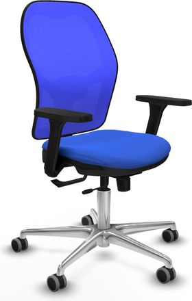 Piqueras y Crespo B&uuml;rostuhl aus Stoff, h&ouml;henverstellbar, mit 3D-Armen, h&ouml;henverstellbare Lendenwirbelst&uuml;tze, ausgestattet mit Syncro/Traslack. Blau/Blau