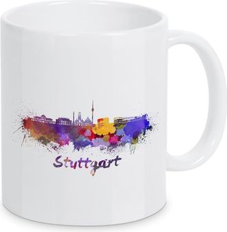 artboxONE Tasse Stuttgart Skyline in Watercolor-x von Paul Rommer - Kaffeetasse Städte