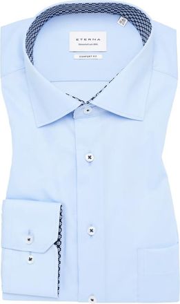 Eterna Herren Langarm Hemd Comfort FIT | Hellblau mit Ausputz | B&uuml;gelfrei I 100% Baumwolle | Kentkragen Gr. 45