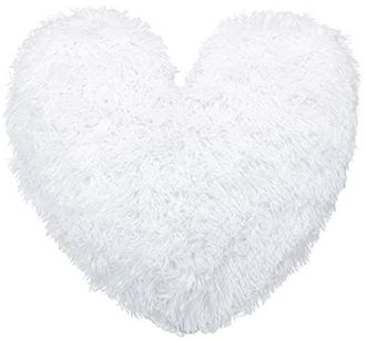 Brandsseller Coussin décoratif 3D en forme de coeur avec fleurs et roses - 40 x 40 cm - Blanc crème