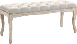 HOMCOM Homcom - Polsterbank Sitzbank Truhenbank Schuhbank Pianobank Klavierbank Vintage Bettbank Schlafzimmer Wohnzimmer Flur Gummiholz Leinen Beige 110 x