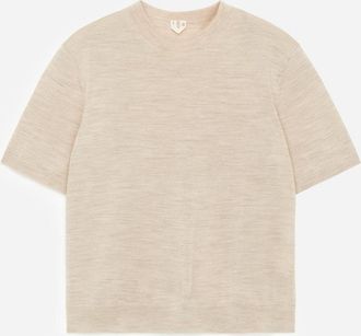 Arket Gestricktes T-Shirt Aus Merinowolle -Beige