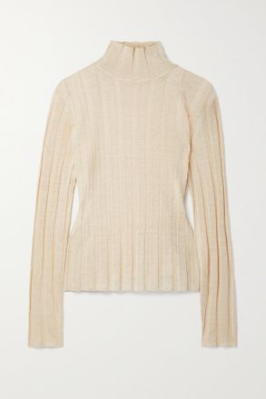 The Row Haut &Agrave; Col Montant En Lin Et Soie M&eacute;lang&eacute;s C&ocirc;tel&eacute;s Daxy - Cr&egrave;me