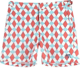 Pink House Mustique White and Orange Tile-print Shorts Size S