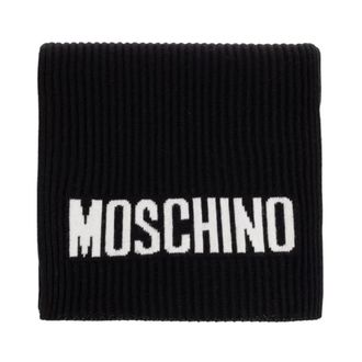 Moschino Gerippter Schal mit Logo - - Accessories - Damen - Schwarzk - ONE SIZE