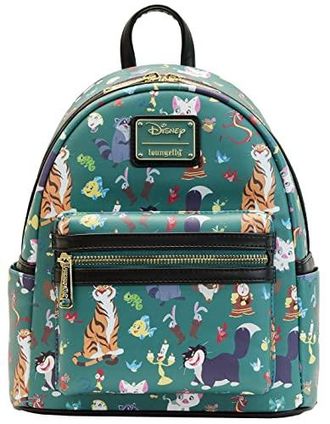 Loungefly Disney Princess Sidekicks Mini sac à dos portefeuille imprimé, bleu sarcelle, Mini, Mini sac à dos