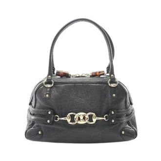 Gucci Pre-owned Bamboo Horsebit Leder Handtasche - - Pre-owned - Damen - Schwarzk - ONE SIZE