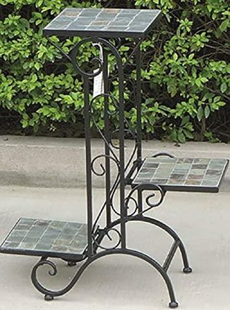 Vigor Blumenst&auml;nder aus Schmiedeeisen, schwarz, Knie, 3 Etagen