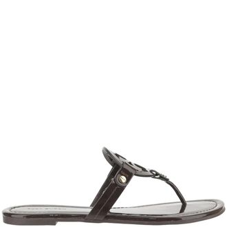 Tory Burch Tory Burch Sandalen - Leather Slip-On Sandals With Distinctive Cut-Out L - Gr. 11 - in Grau - f&uuml;r Damen
