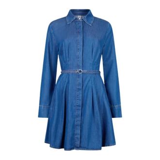 Liu Jo Denim Hemdblusenkleid mit Strasskn&ouml;pfen - - Dresses - Damen - Blau - L