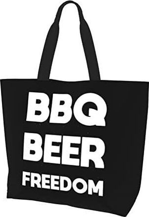 AOOEDM Bbq Beer Freedom Sac &agrave; provisions r&eacute;utilisable en toile pour femme