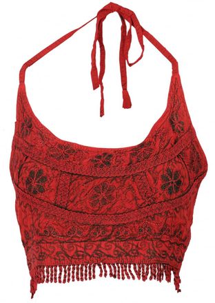 Guru Shop Goa Top, Psytrance Bandeau Top - Rot, Damen, Synthetisch
