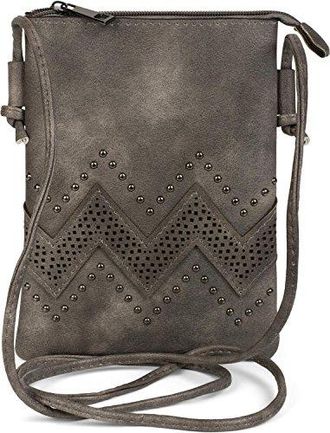 styleBREAKER Sac à bandoulière mini pour femme avec découpes en zigzag et clous, sac à épaule, sac à main, sac 02012211, couleur:Gris foncé