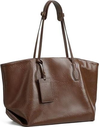 Generic Sac fourre-tout en cuir pour femme, grand sac &agrave; main &agrave; bandouli&egrave;re, sac &agrave; main vintage, sac de travail, sac de voyage &agrave; fermeture &eacute;clair sous les bras