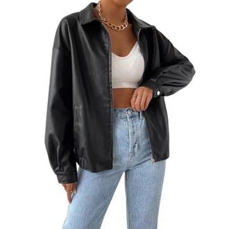 Generic Veste tendance pour femme - Automne et hiver - Style vintage, Noir, XL