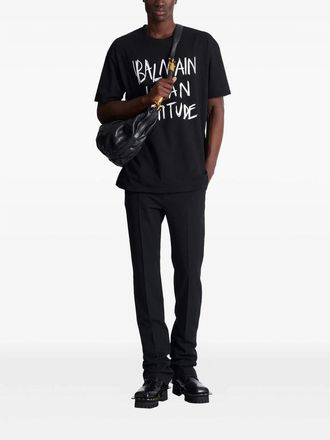 Balmain Organic Cotton Logo Print T-Shirt - Black