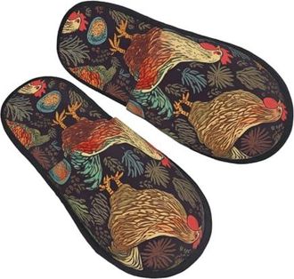 Generic Accueil Pantoufles Imprim&eacute; Poulet R&eacute;utilisables Slippers Antid&eacute;rapant Hiver Chausson Pour Voyage Homme Camping L