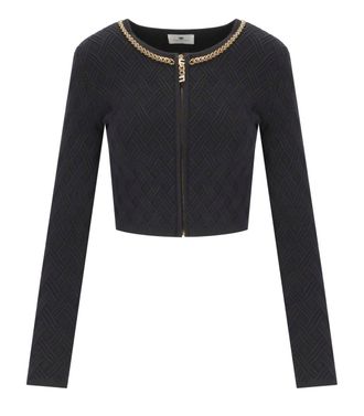 Elisabetta Franchi CARDIGAN CROP NOIR ELISABETTA FRANCHI