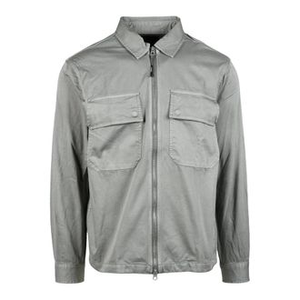 Replay Baumwollhemd mit Rei&szlig;verschlussdetail - - Jackets - Herren - Gr&uuml;n - M