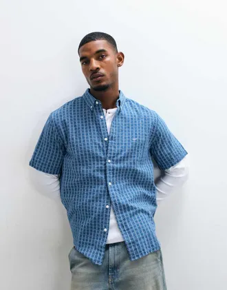 Levi's chemise authentique &agrave; manches courtes &agrave; carreaux micro bleus