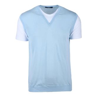 Daniele Fiesoli Homme, Pulls, Bleu, Taille: XL Gilet T-shirt sovrapposti