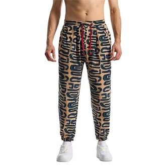 Generic Pantalon sarouel hippie pour homme - Coupe ample - Taille &eacute;lastique - Pantalon de plage &agrave; revers - Pantalon de danse hippie streetwear l&eacute;ger - Pantalo