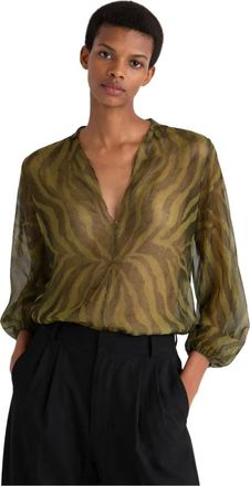 Akep Femme, Blouses et Chemises, Vert, Taille: 40 FR Animalier Over Blouse