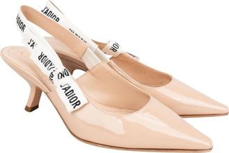 Dior Hohe Schuhe - Christian Dior Nude Patent Leather Slingback Heels - Gr. ONE_SIZE - in Rot - f&uuml;r Damen