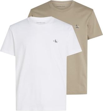 Calvin Klein T-Shirts Manches Courtes Lot de 2 Homme Monologo en Coton, Multicolore (Bright White/Aluminum), XXL