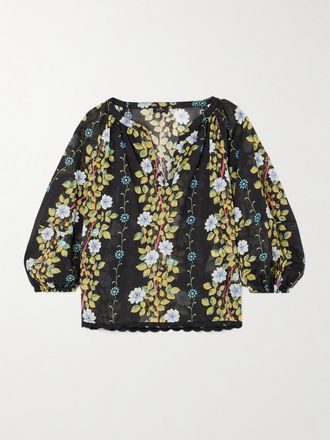 Etro Bluse Aus Baumwoll-voile Mit Blumenprint Und Wellenkante - Mehrfarbig