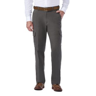 Haggar Herren Bequeme Stretch-Cargohose, Klassische Passform, Flache Vorderseite, Normale Größen Lässige Hose, GRAU, 42W / 30L
