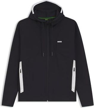 BOSS Hommes Saggy 1 in Sweat &agrave; Capuche zipp&eacute; en Coton m&eacute;lang&eacute; avec d&eacute;tails Contrastants