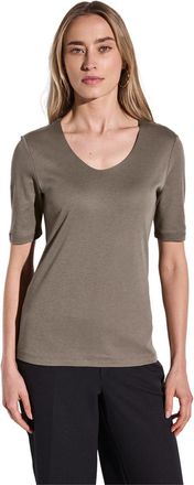 Street One Damen A317665 Basic Kurzarmshirt, Stone Brown, 42