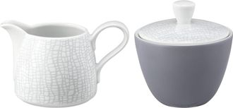 SELTMANN WEIDEN Life Fashion Elegant Grey Milch- und Zucker-Set, je 260 ml, Milchkännchen und Zuckerdose mit modernem Strukturdesign, Mix & Match Geschirr, Porzellan,