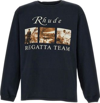 Rhude Homme, Tops, Noir, Taille: L T-shirt &agrave; Manches Longues en Jersey