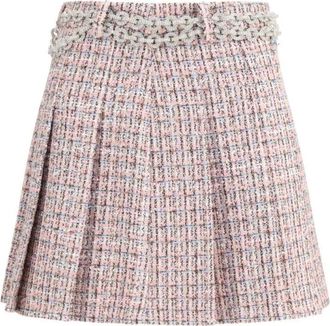 Self Portrait Femme, Jupes, Rose, Taille: 40 FR Mini-jupe &agrave; Ceinture en Cristal et Cha&icirc;ne Strass