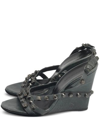 Balenciaga sandales compens&eacute;es Arena - Vert