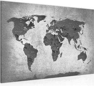 Runa Art Bild Weltkarte Modern Wandbilder Wohnzimmer Büro 1 Teilig - Made In Germany - Länder Modern Grau Flur 107615c