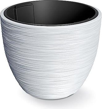 Prosperplast Wei&szlig;es Pflanzgef&auml;&szlig; mit Beh&auml;lter, Kollektion FURU, 47 x 47 x 38,5 cm, Fassungsverm&ouml;gen 53 L