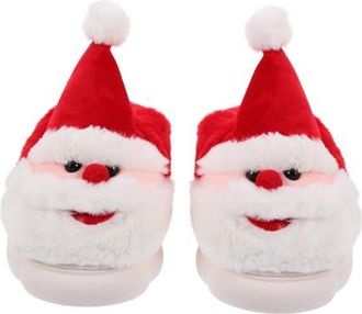 Frcolor Pantoufles Dintérieur Chaudes Et Antidérapantes Pour Femme, Chaussures Dhiver Confortables Avec Motif Père Noël Pour Noël (rouge 38-39)